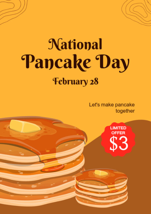 Orange Maximalist National Pancake Day A4 Template | PosterMyWall