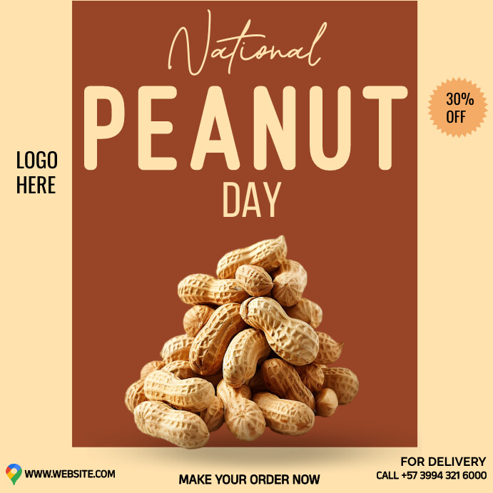 Orange Maximalist National Peanut Day Poster Template | PosterMyWall