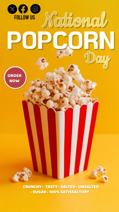 Copy of Orange Maximalist National Popcorn Day Template Instagram Story ...