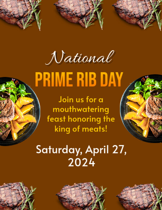 Copy of Orange Maximalist National Prime Rib Day Flyer (us Letter ...