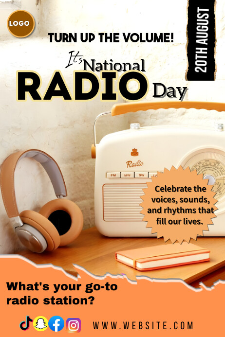 Copy of Orange Maximalist National Radio Day Poster | PosterMyWall