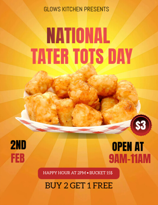 Copy of Orange Maximalist National Tater Tots Day Design Flyer (us ...