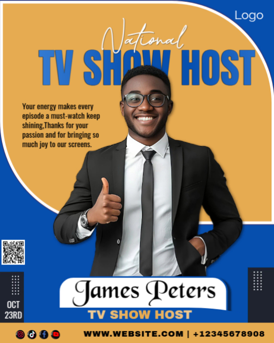 Orange Maximalist National Tv Show Host Poster Instagram Portrait ...
