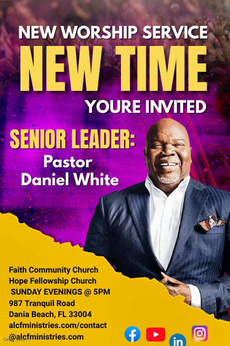 Orange Maximalist New Time Worship Poster Template | PosterMyWall