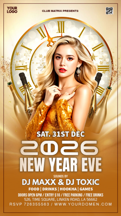 Orange Maximalist New Year Eve 2026 Party Instagram Story Template | PosterMyWall