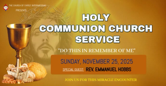 Orange Maximalist Online Communion Church Service Template Facebook ...