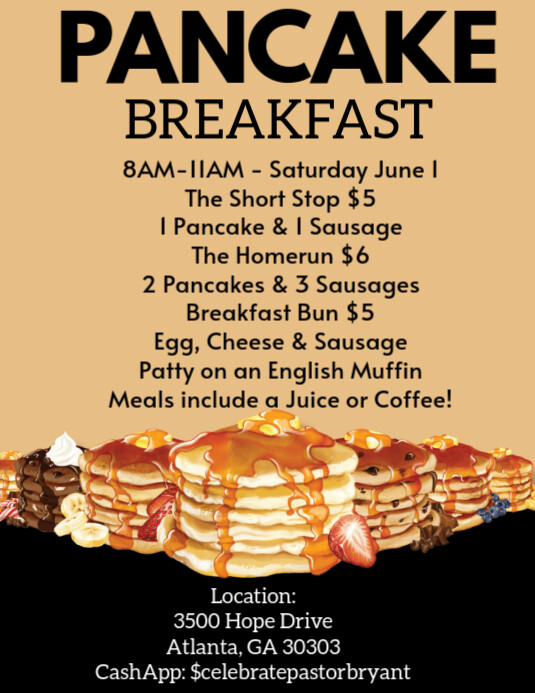 Orange Maximalist Pancake Breakfast Flyer (us Letter) Template ...
