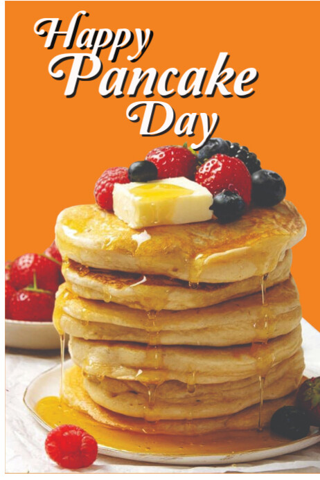 Orange Maximalist Pancake Day Celebration Poster Template | PosterMyWall