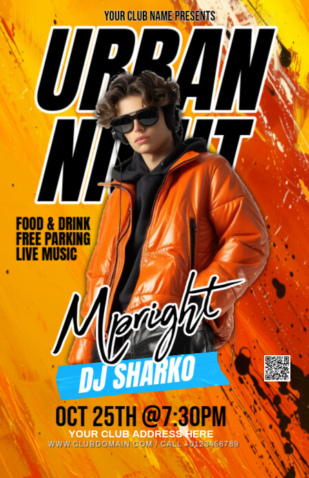 Orange Maximalist Party Flyer Tabloid Template | PosterMyWall