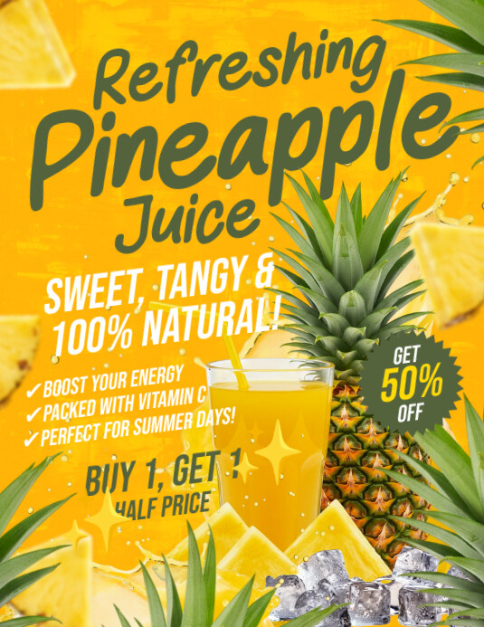 Copy of Orange Maximalist Pineapple Juice Flyer (us Letter) | PosterMyWall