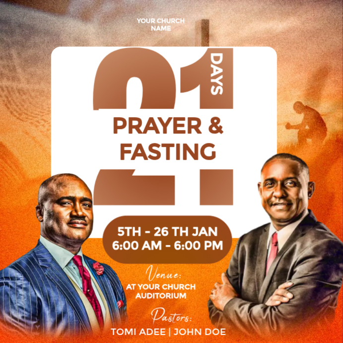 Orange Maximalist Prayer Service Instagram Post Template | PosterMyWall