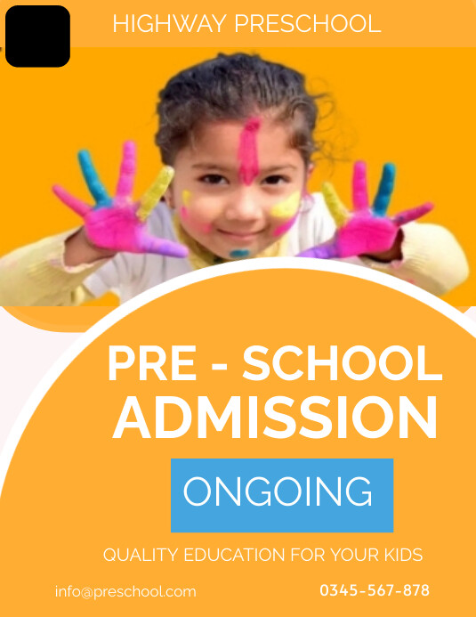 Orange Maximalist Pre-school Admission Flyer Template | PosterMyWall