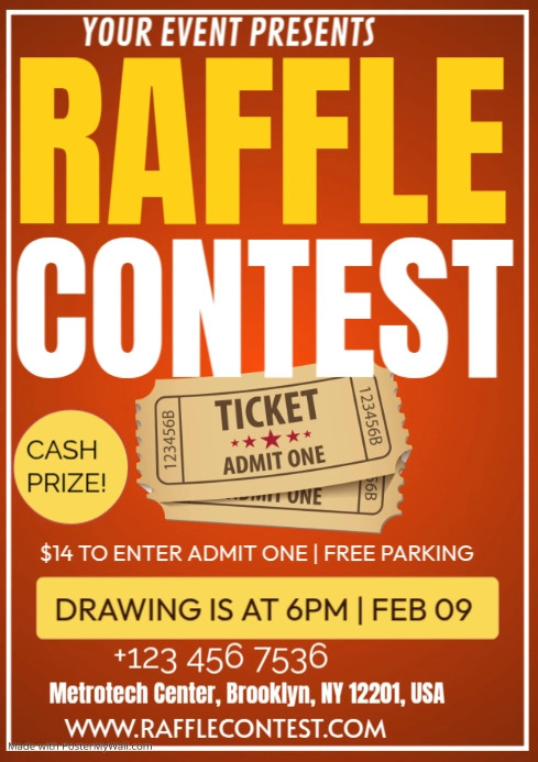 Orange Maximalist Raffle Contest A3 Template | PosterMyWall