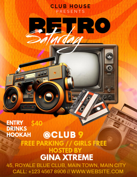 Copy of Orange Maximalist Retro Saturday Flyer (us Letter) | PosterMyWall