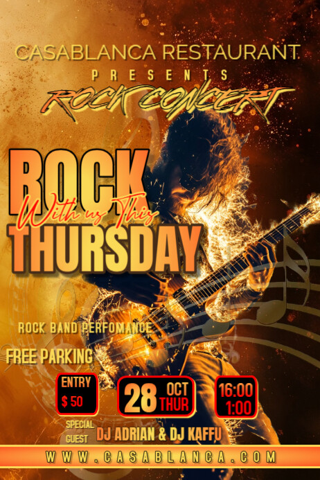 Orange Maximalist Rock Concert Poster Template | PosterMyWall