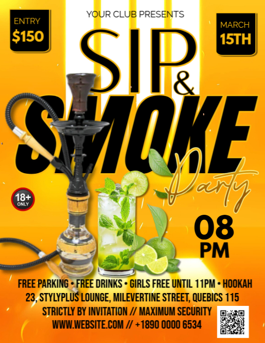 Copy of Orange Maximalist Sip And Smoke Party Flyer (us Letter ...