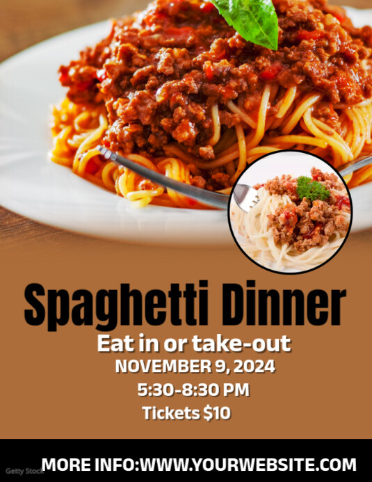 Copy of Orange Maximalist Spaghetti Dinner Flyer (us Letter) | PosterMyWall