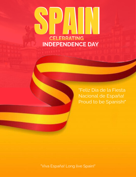Orange Maximalist Spain National Day Flyer (us Letter) Template ...