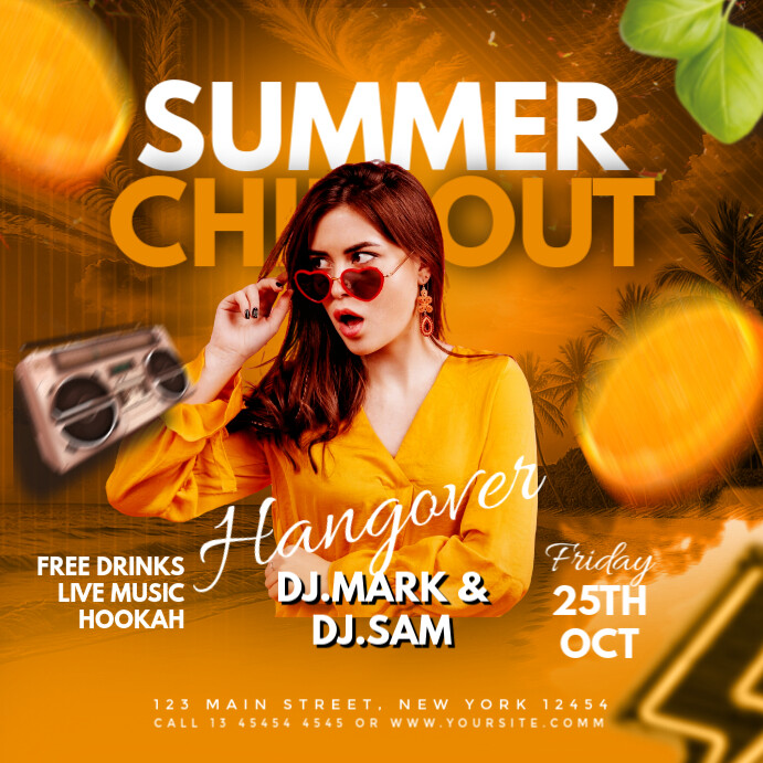 Orange Maximalist Summer Chillout Dj Event Instagram Post Instagram ...