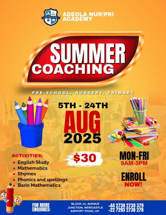 Copy of Orange Maximalist Summer Holiday Coaching Flyer (us Letter ...