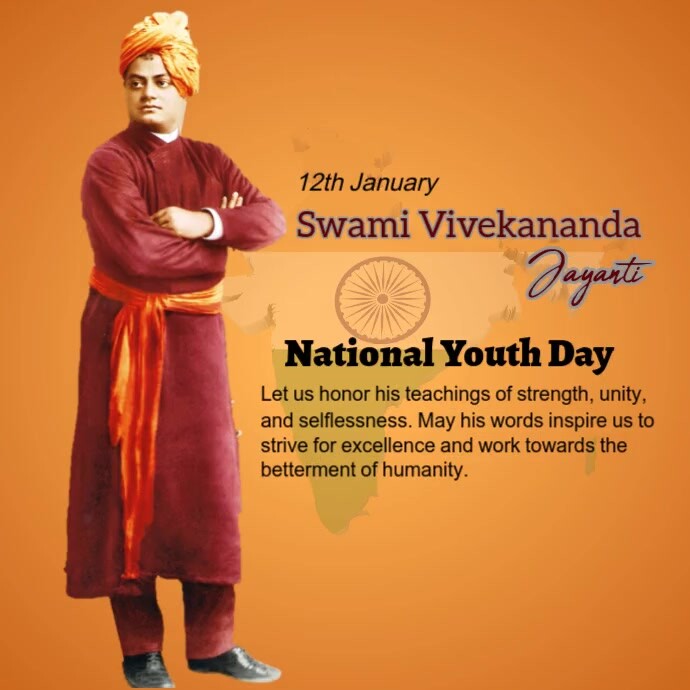 Copy of Orange Maximalist Swami Vivekananda Instagram Post | PosterMyWall