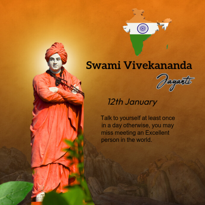 Copy of Orange Maximalist Swami Vivekananda Instagram Post | PosterMyWall