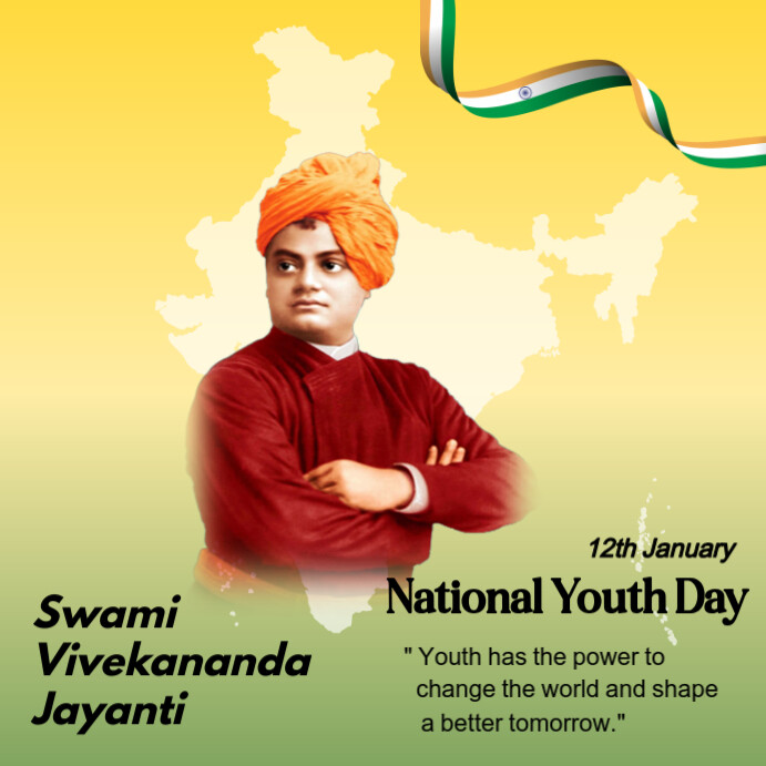 Copy of Orange Maximalist Swami Vivekananda Instagram Post | PosterMyWall