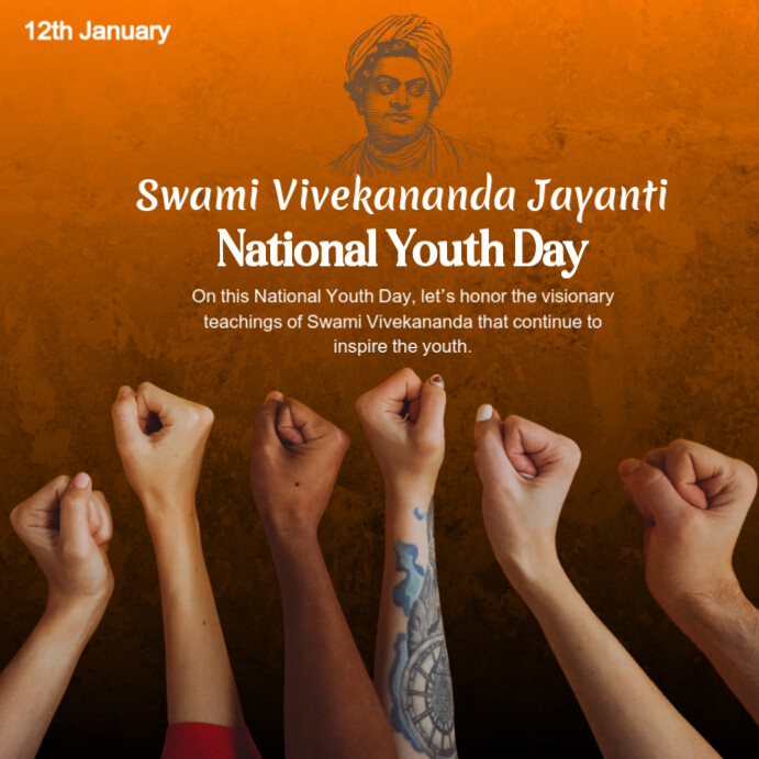 Orange Maximalist Swami Vivekananda Jayanti Square (1:1) Template ...