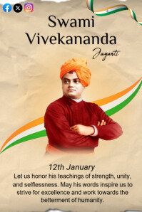 Orange Maximalist Swami Vivekananda Poster Template | PosterMyWall