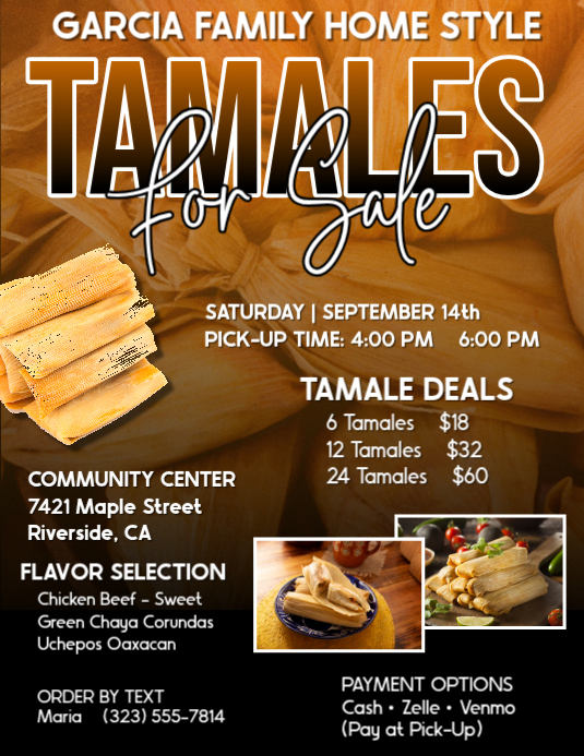 Orange Maximalist Tamales For Sale Flyer Flyer (us Letter) Template ...
