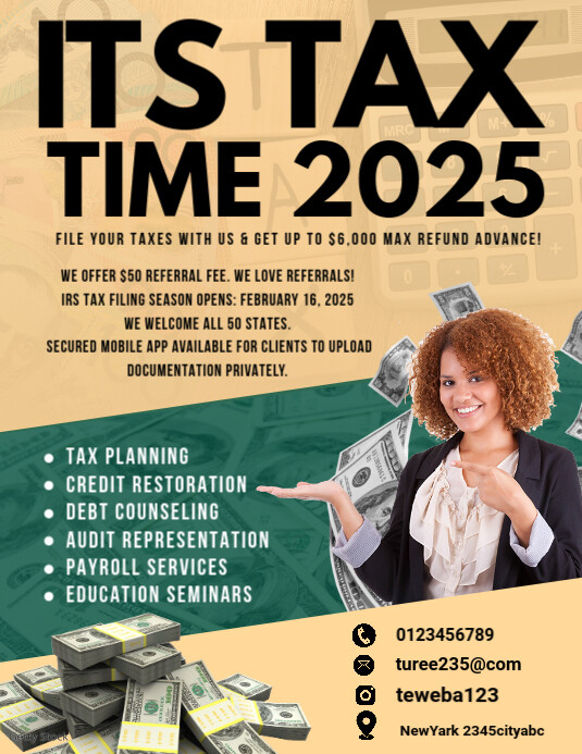 Copy of Orange Maximalist Tax Time Flyer (us Letter) | PosterMyWall