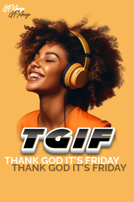Plantilla de Orange Maximalist Tgif Thank God Is Friday Poster ...