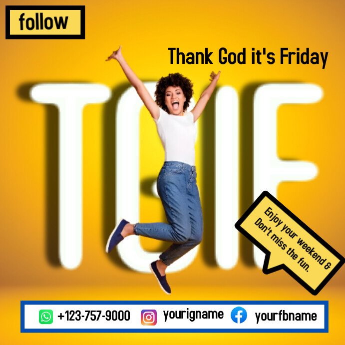 Orange Maximalist Thank God It's Friday Insta Template | PosterMyWall