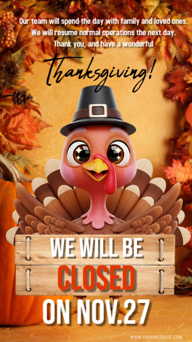 Orange Maximalist Thanks Giving Closed Instagram Story Template ...