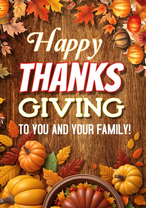 Orange Maximalist Thanksgiving A3 Template | PosterMyWall