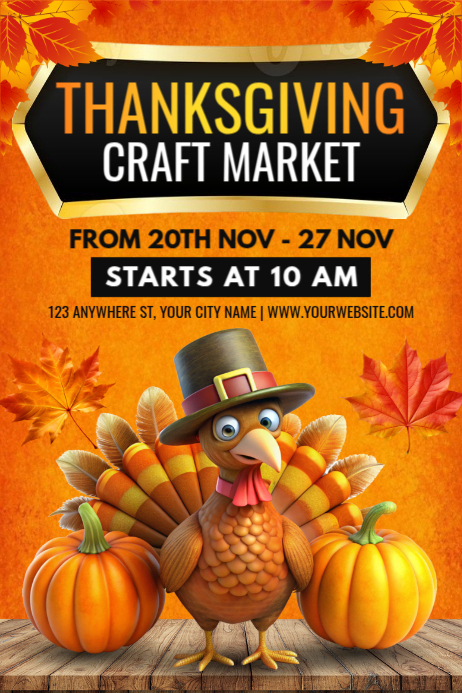 Orange Maximalist Thanksgiving Craft Market Poster Template | PosterMyWall