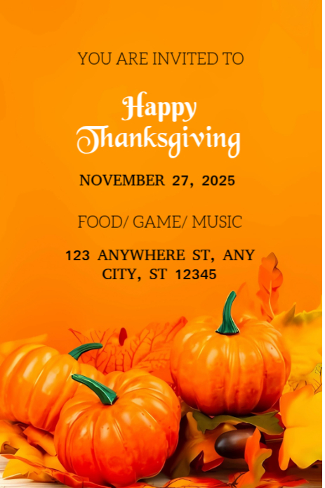 Orange Maximalist Thanksgiving Day Pinterest Graphic Template ...