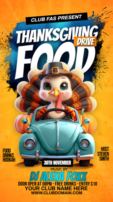 Orange Maximalist Thanksgiving Digital Display (9:16) Template ...