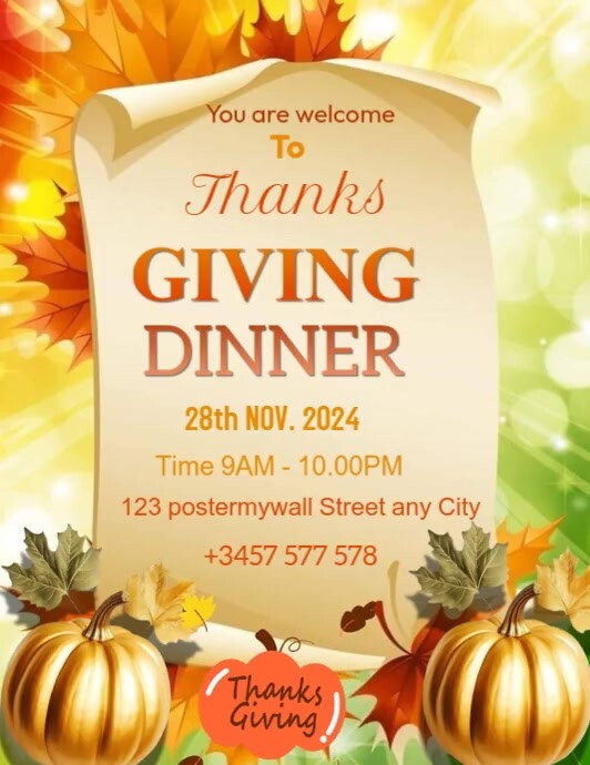 Copy of Orange Maximalist Thanksgiving Invitation Party Free Fryer ...