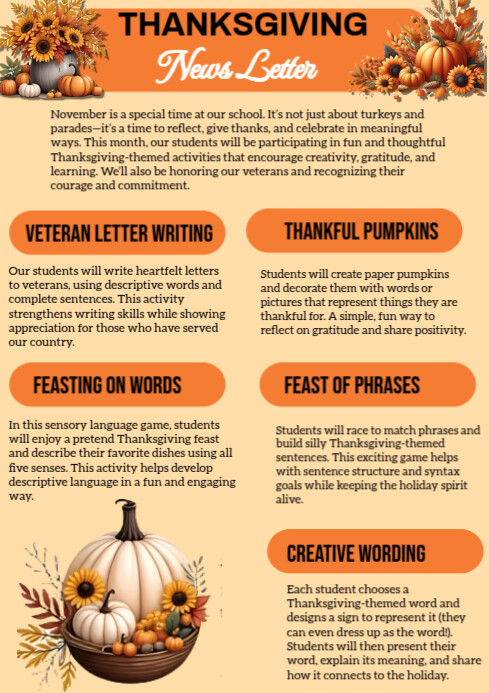 Copy of Orange Maximalist Thanksgiving News Letter A4 | PosterMyWall