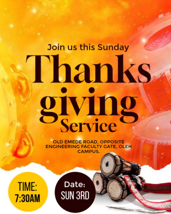Orange Maximalist Thanksgiving Service Flyer Instagram Portrait ...