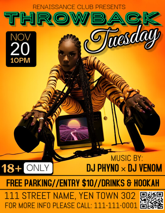 Copy of Orange Maximalist Throwback Night Party Ads Flyer (us Letter ...