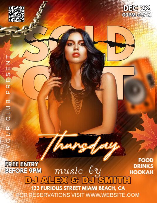 Orange Maximalist Thursday Night Club Flyer (us Letter) Template | PosterMyWall