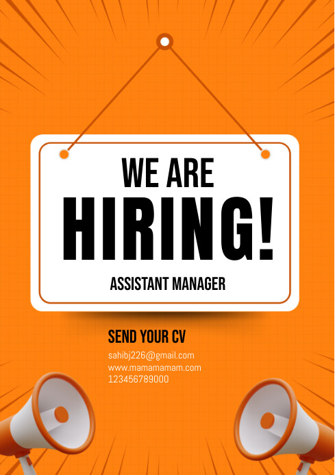 Orange Maximalist We Are Hiring A4 Template | PosterMyWall