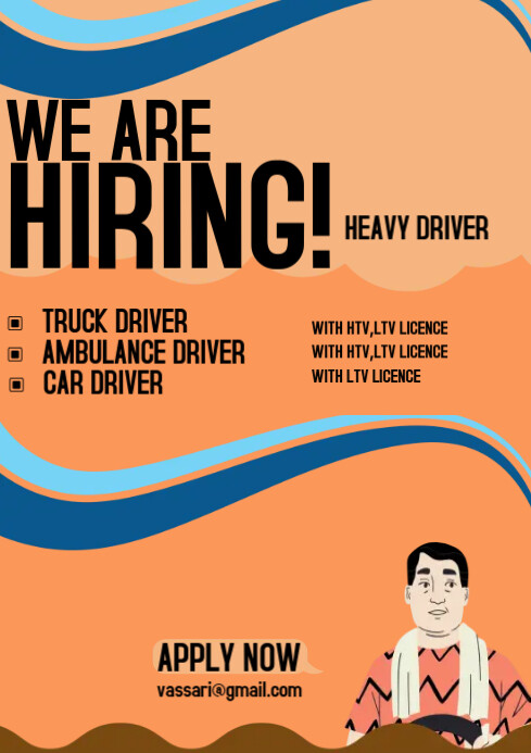 Orange Maximalist We Are Hiring Drivers Job A Template | PosterMyWall