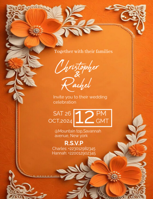 Orange Maximalist Wedding Flyer (us Letter) Template | PosterMyWall