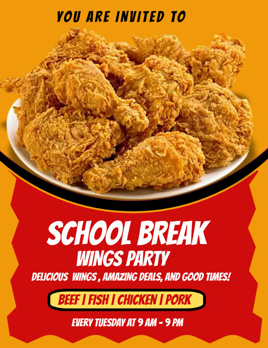 Orange Maximalist Wings Party Flyer (us Lett Template | PosterMyWall