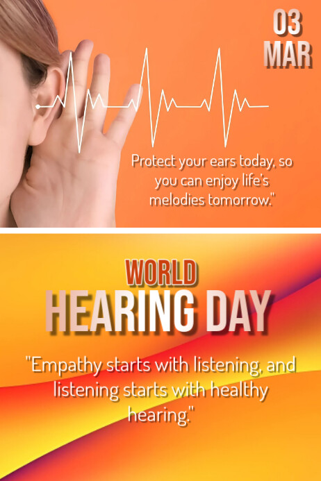 Orange Maximalist World Hearing Day Poster Template | PosterMyWall