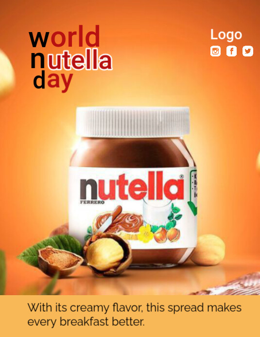 Copy of Orange Maximalist World Nutella Day Flyer Design Flyer (us ...