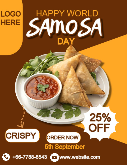 Copy of Orange Maximalist World Samosa Day Flyer (us Letter) | PosterMyWall